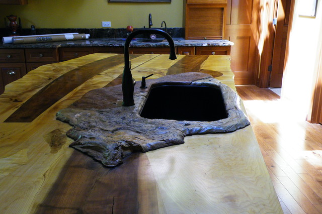 Concrete made to look like a wood burl for kithchen sink opening ...