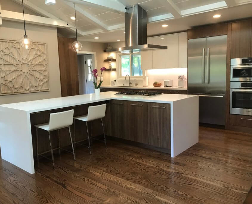 Contempo Walnut Slab Finished Kitchen - Modern - Kitchen - San ...