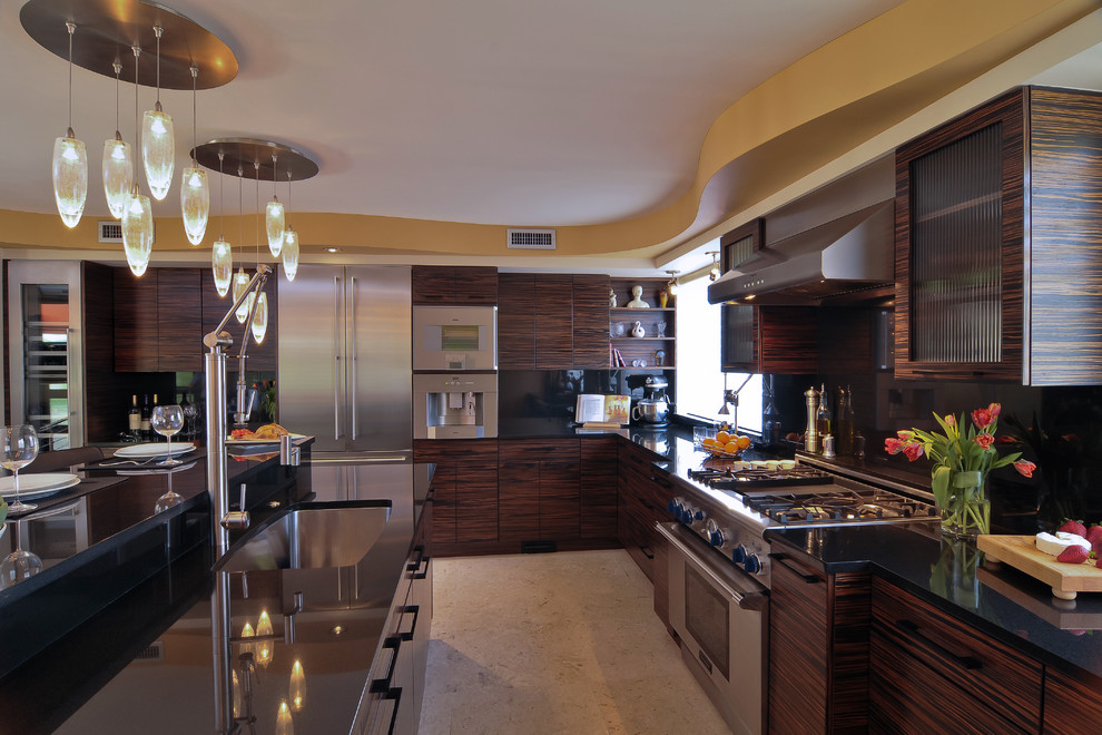 Contemporary Black Kitchen - Contemporary - Kitchen - Miami - by Allied ...