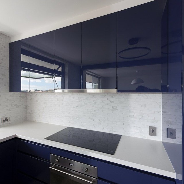 Contemporary Blue High Gloss Kitchen - Contemporary - Kitchen ...