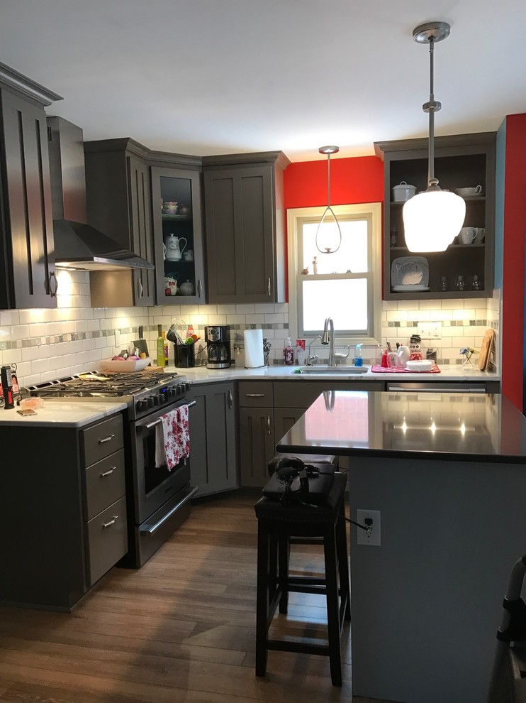 Contemporary Grey Kitchen Remodel - Transitional - Kitchen - New York ...