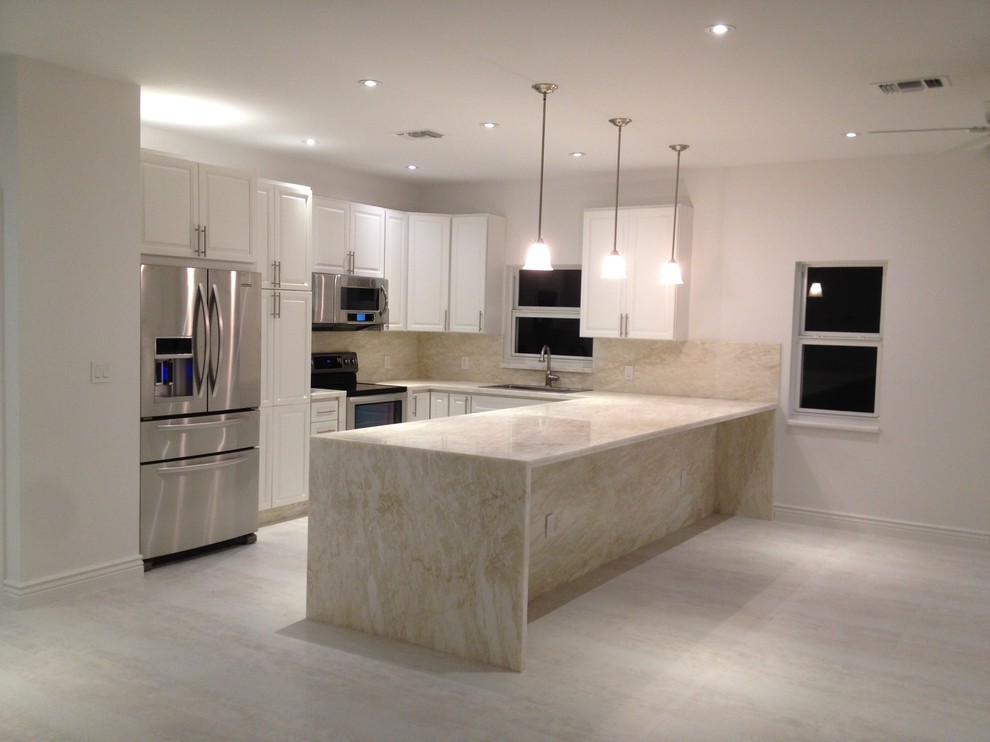 Contemporary Modern Kitchen Renovation, Waterfall Peninsula ...