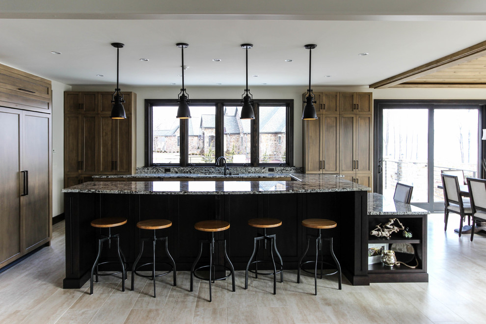 Contemporary Open Kitchen with Gray Granite - Modern - Kitchen - Other ...