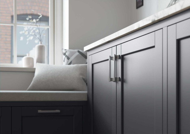 Contemporary Shaker-style Kitchen Cabinets Painted Indigo ...