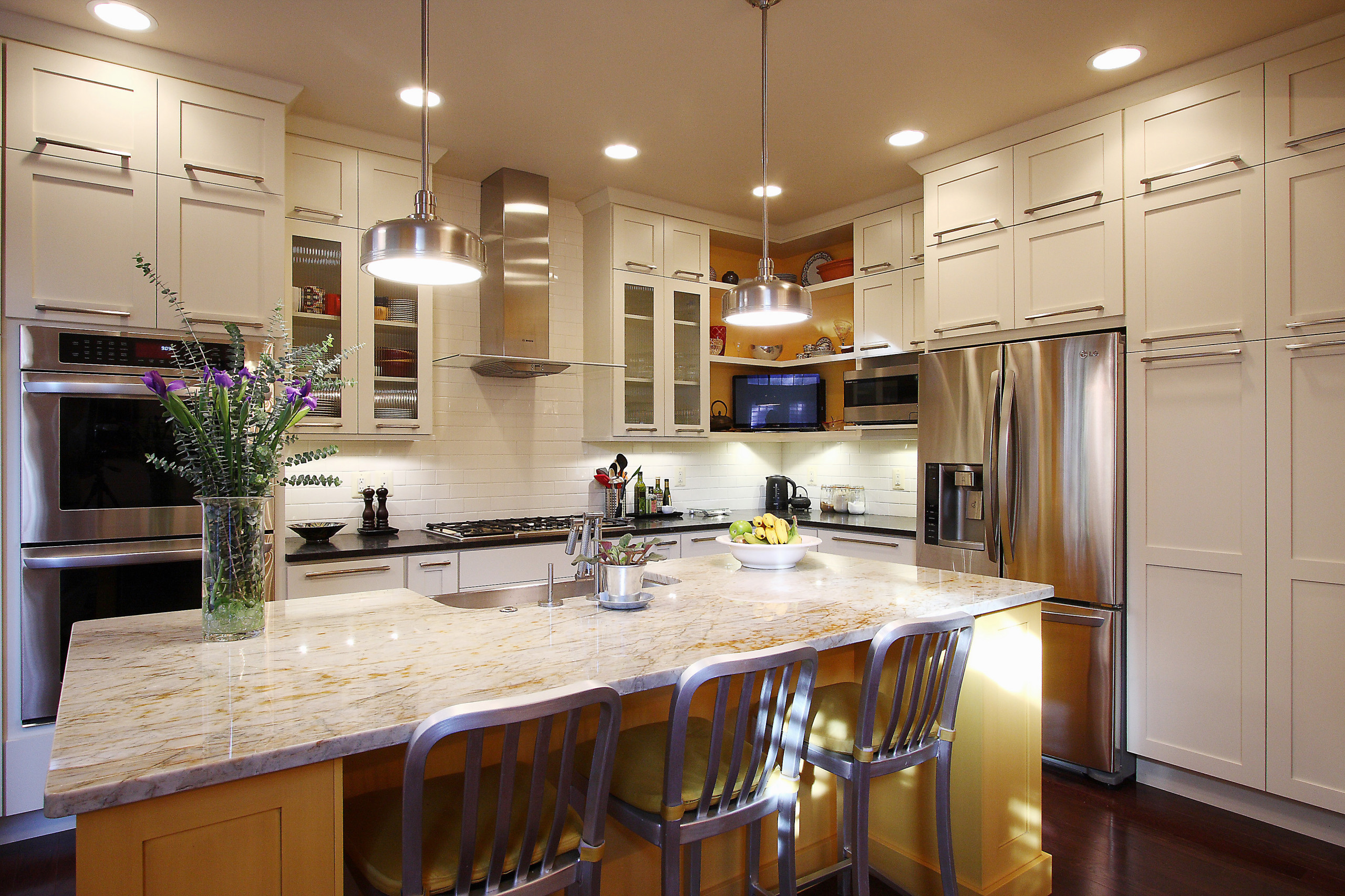 Kitchen Layout With Wall Ovens Smart Design In A Charming City Kitchen