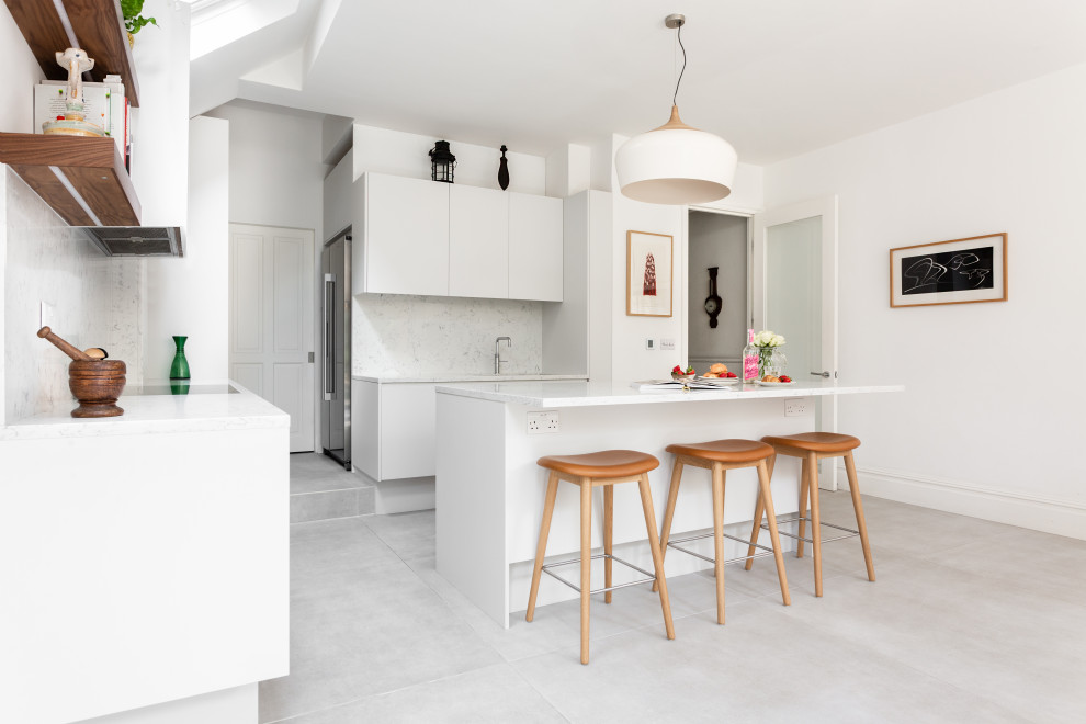 Contemporary White Handless Kitchen by Neil Norton Design ...
