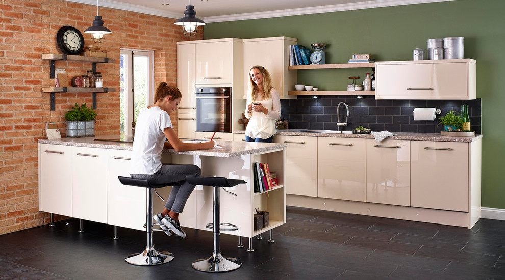 Cooke & Lewis High Gloss Cream Kitchen - Contemporary - Kitchen ...