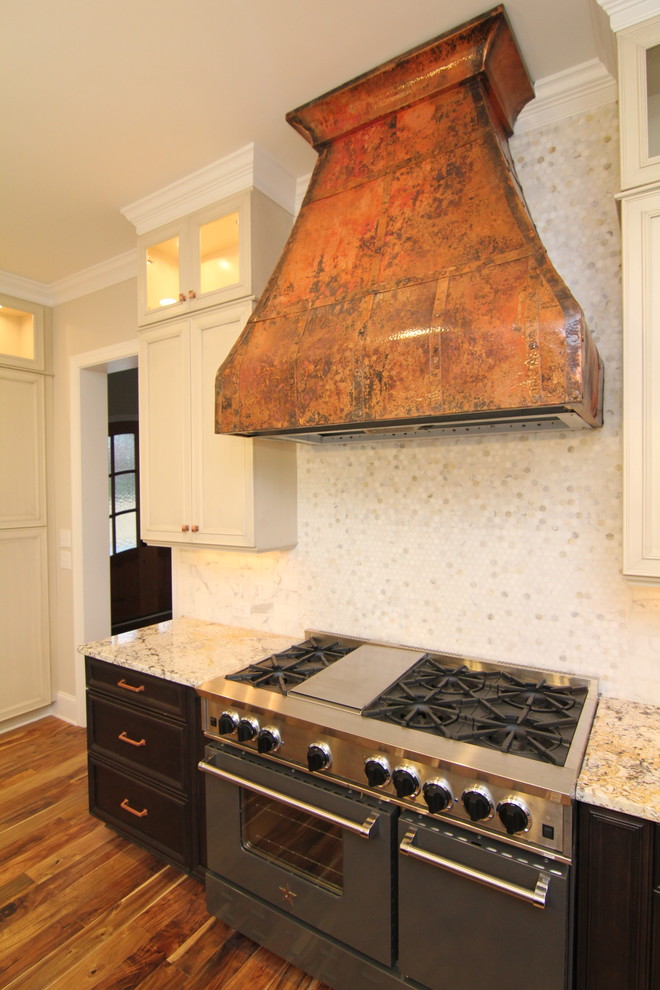 Copper Range Hood and Extended Gas Range - Craftsman - Kitchen ...