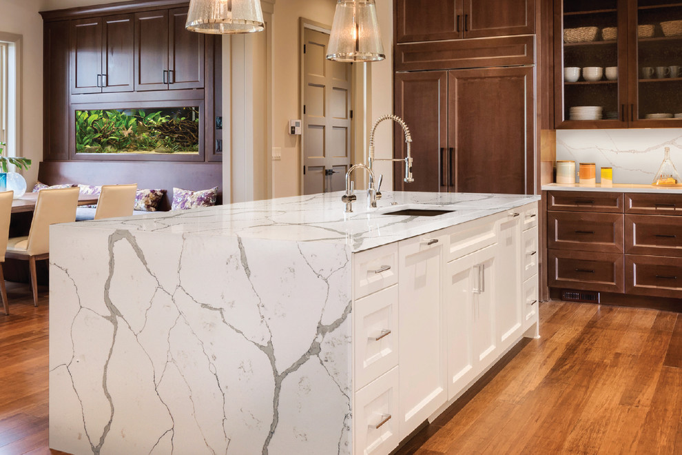 Corian Quartz Calacatta Natura - Contemporary - Kitchen - Delhi - by ...