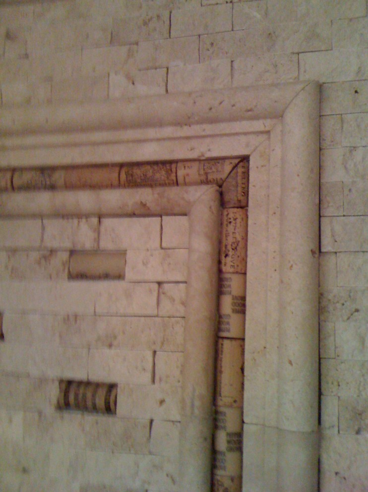 Cork and Split Face Travertine Backsplash - Traditional - Kitchen ...