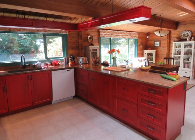 Courtenay Red Farmhouse kitchen remodel - Country - Kitchen - Vancouver ...