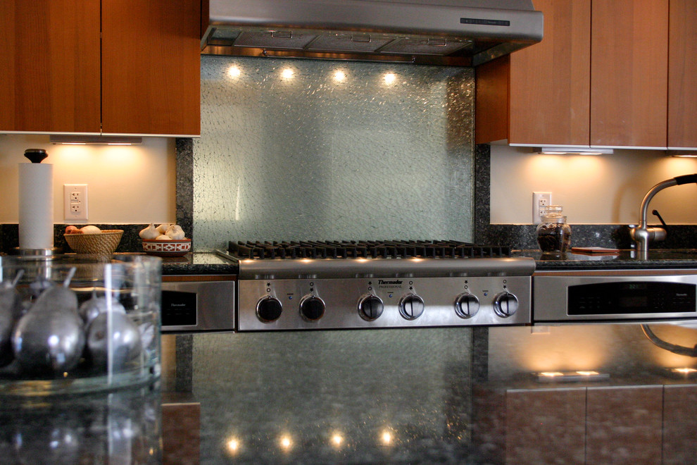 Crackle Glass Backsplash - Contemporary - Kitchen - DC Metro - by ...