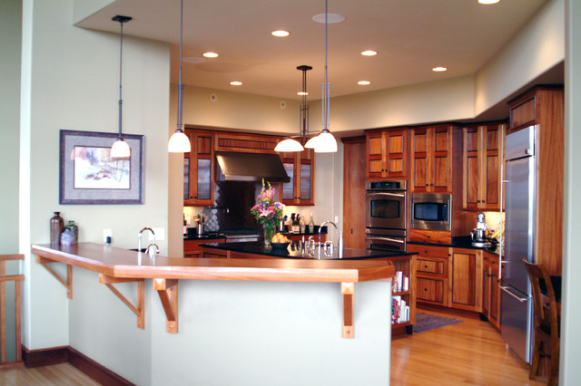 Craftsman Style Kitchen with African Mahogany Cabinets - Craftsman ...