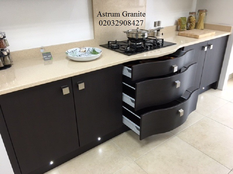 Cream Mirror Quartz Kitchen Worktop for Home & Office UK - Farmhouse ...