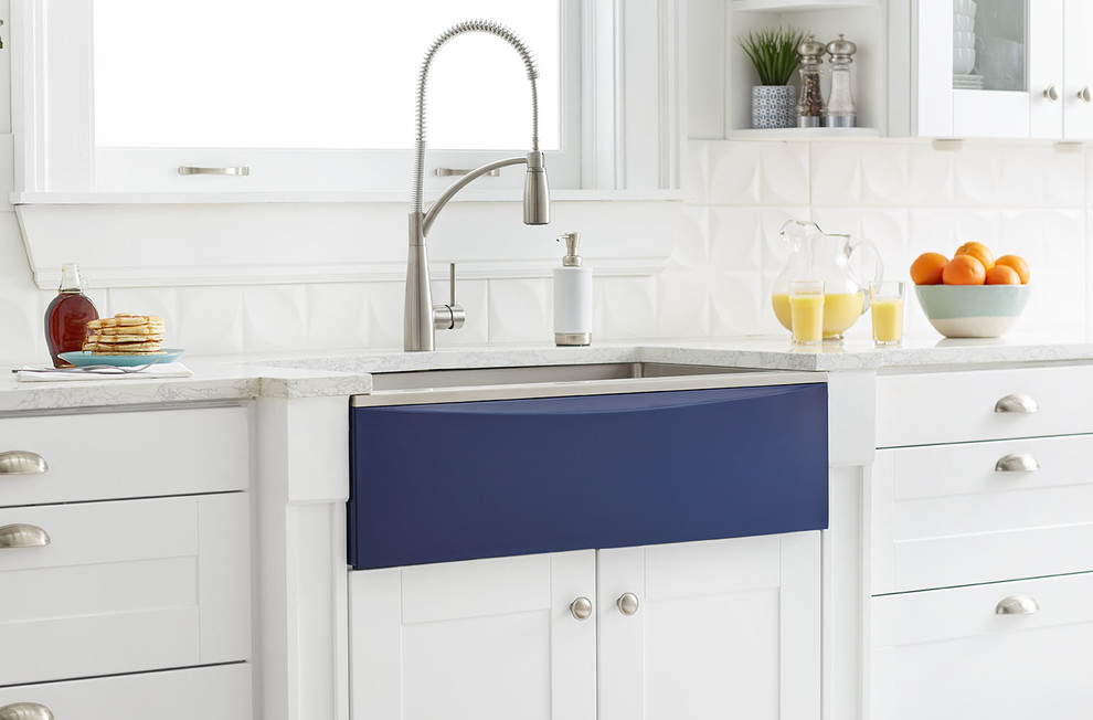 Crosstown Farmhouse Sink with Interchangeable Apron in Sapphire ...