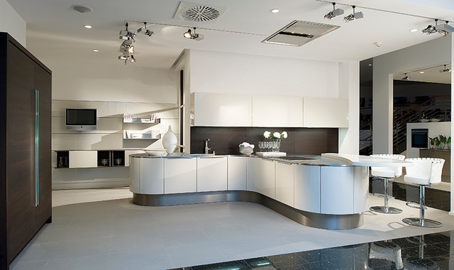 Curved Kitchen Peninsula - Contemporary - Kitchen - London - by LWK ...
