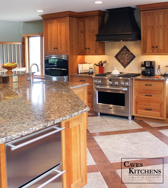 Custom Arts & Crafts Kitchen with Two Tiered Island - Craftsman ...