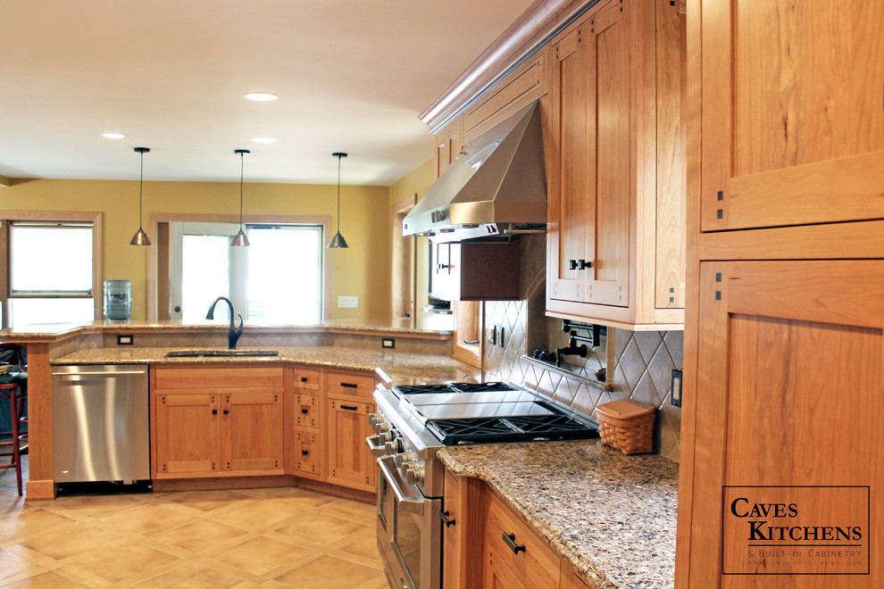 Custom Arts & Crafts Kitchen with Two Tiered Peninsula - Craftsman ...