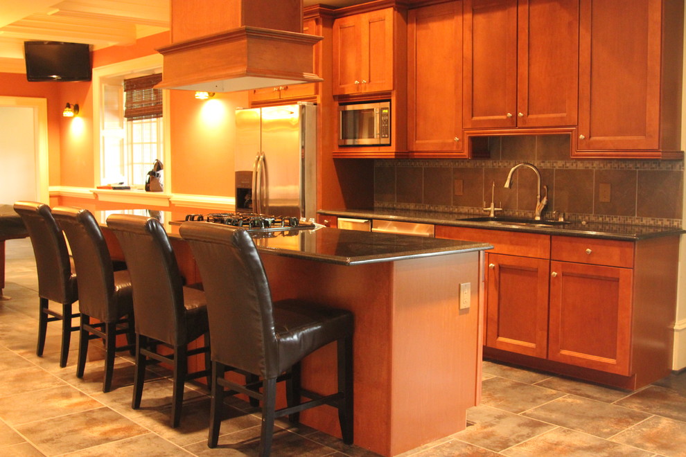 Custom Basement with Kitchen and Pool table area - Modern - Kitchen ...