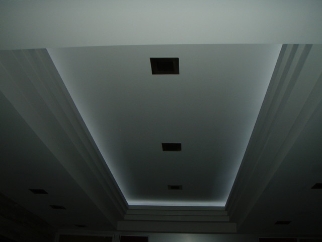Custom ceiling details plus LED Cove lighting - Contemporary - Kitchen ...