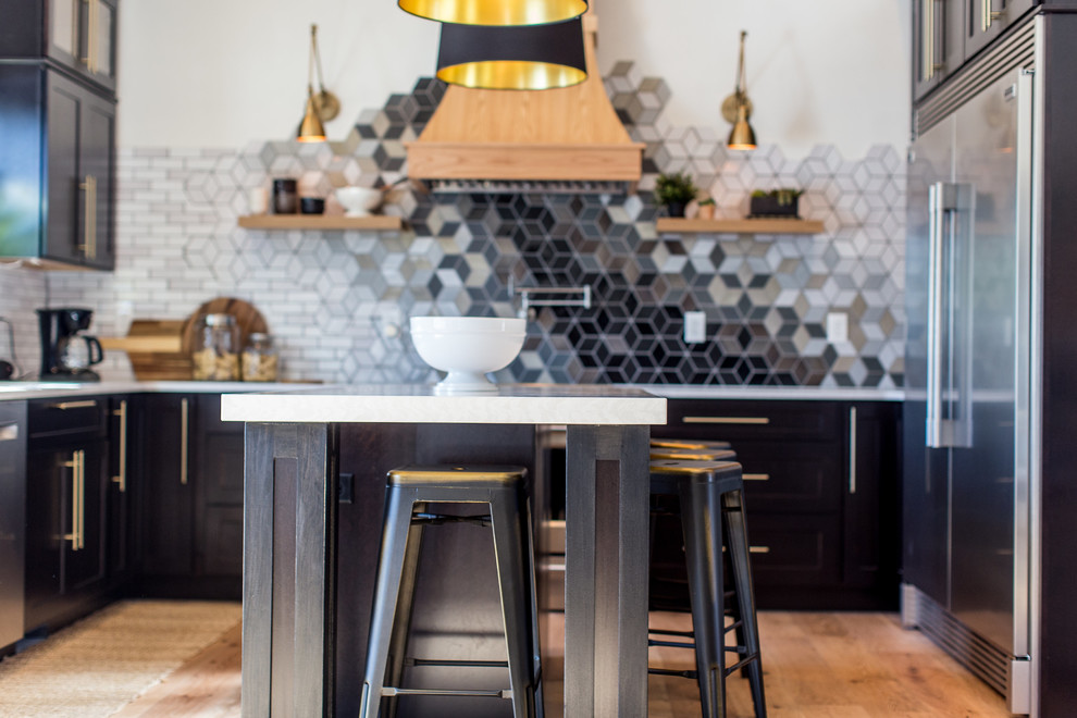 Custom Diamond Tiles merge with Handcrafted Subway Tile - Eclectic ...