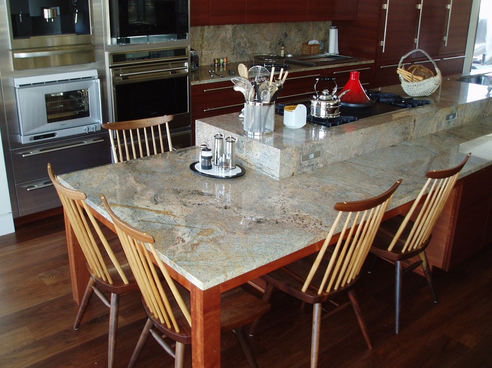 Custom Granite Kitchen, Full Height Backsplash & Granite Cabinet Walls ...