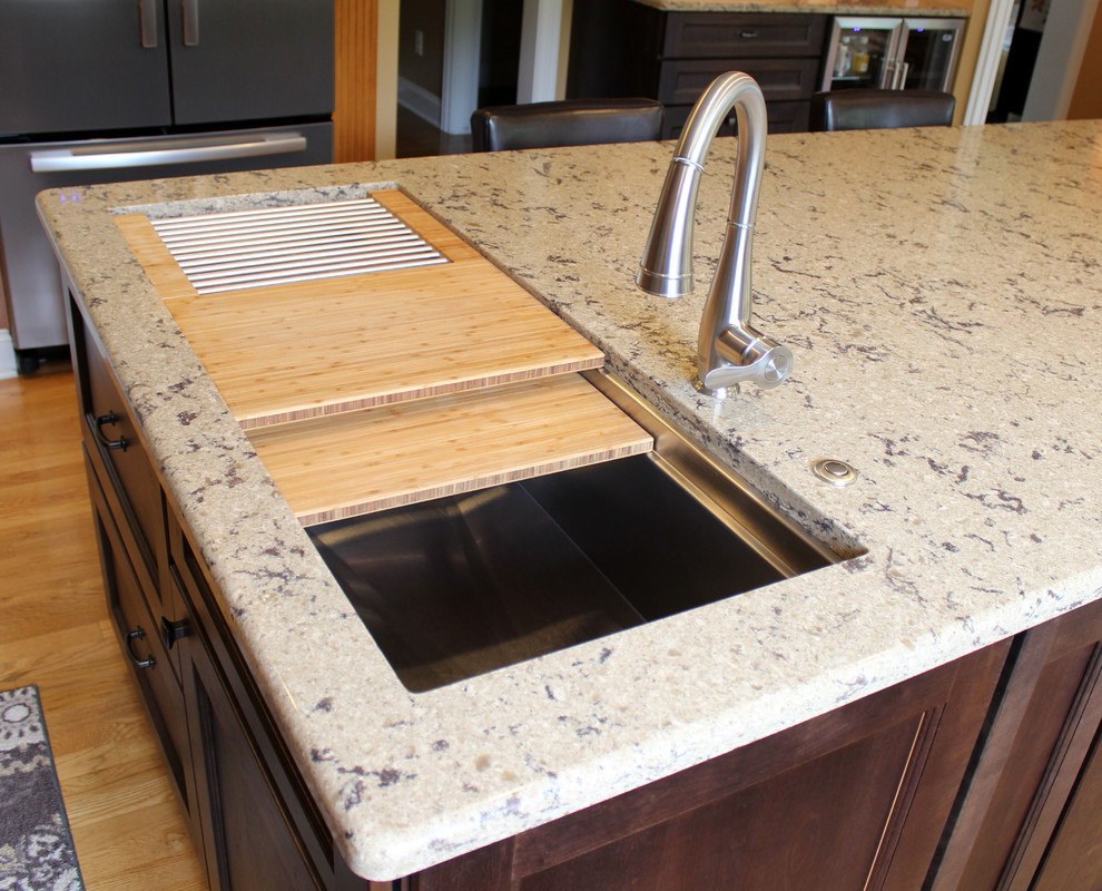 Custom Island with 4' Galley Workstation with Quartz Countertop ...