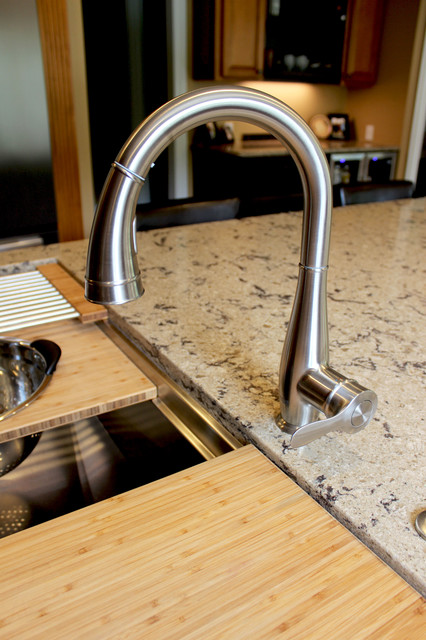 Custom Island with 4' Galley Workstation with Quartz Countertop ...