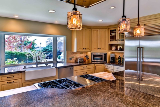 Custom Kitchen with Large Bay Window - Fusion - Kitchen - Santa Barbara ...
