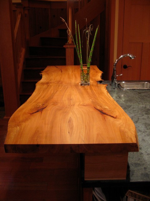 Custom Live Edge Island Countertop - Transitional - Kitchen - Seattle ...