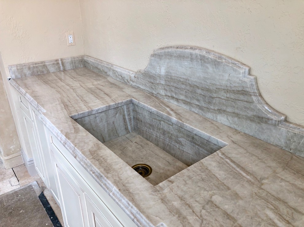 Custom Pool House Kitchen & Sink, Taj Mahal Quartzite - Modern ...