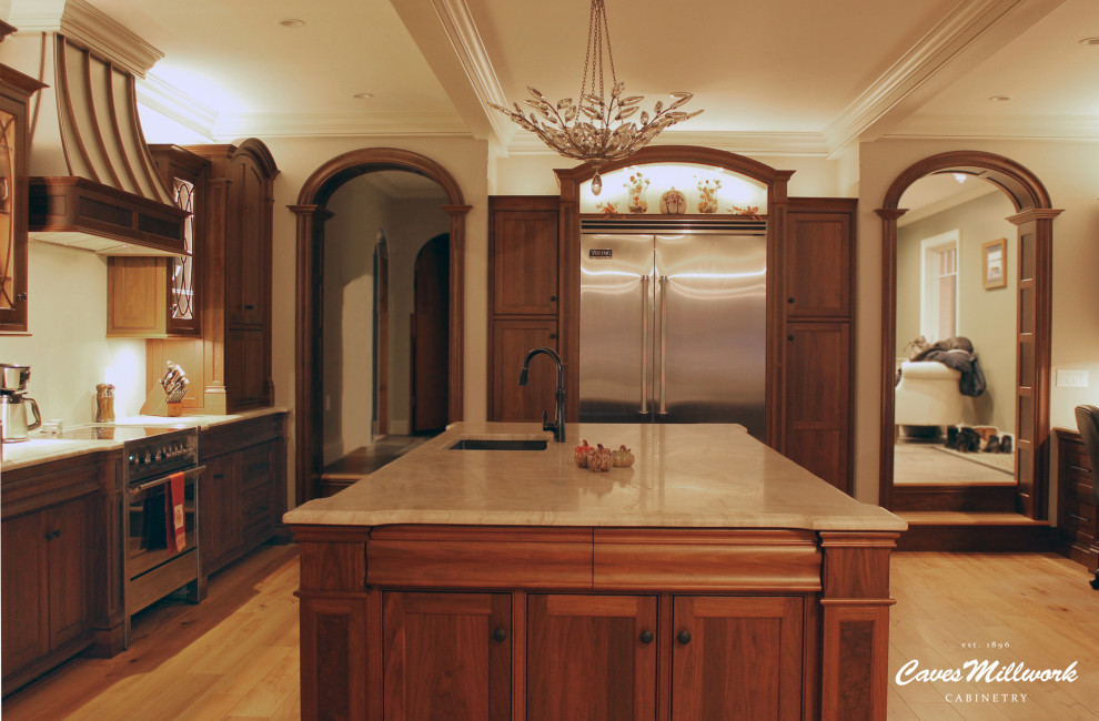 Custom Walnut Kitchen with Island - Traditional - Kitchen - New York ...