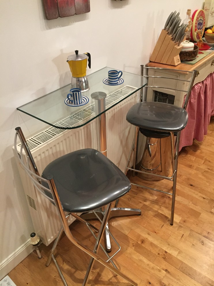 Customised Glass Top Poseur Table with Folding Stools - Contemporary ...