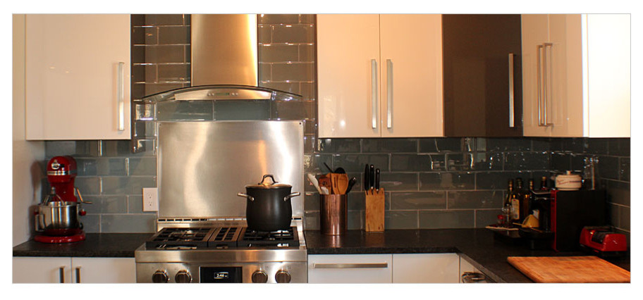 Dark Blue Subway Kitchen Backsplash - Modern - Kitchen - New York - by ...