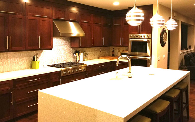 Dark Cherry Shaker Kitchen Cabinets - Contemporary - Kitchen - Los Angeles - by HK Custom ...