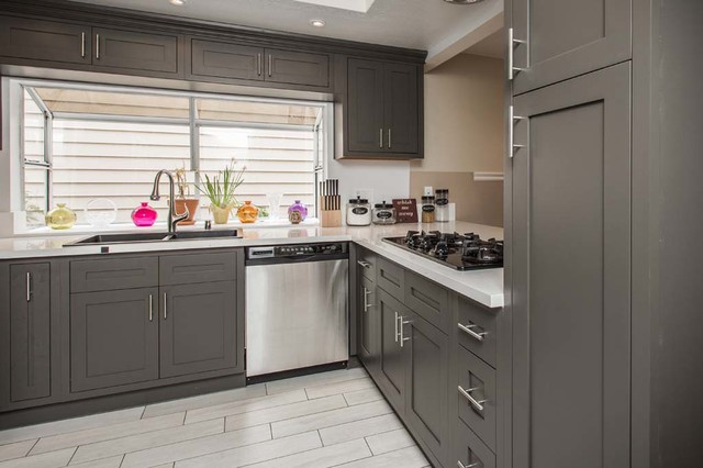 Dark Grey Inset Shaker Cabinets D3 - Transitional - Kitchen - San ...