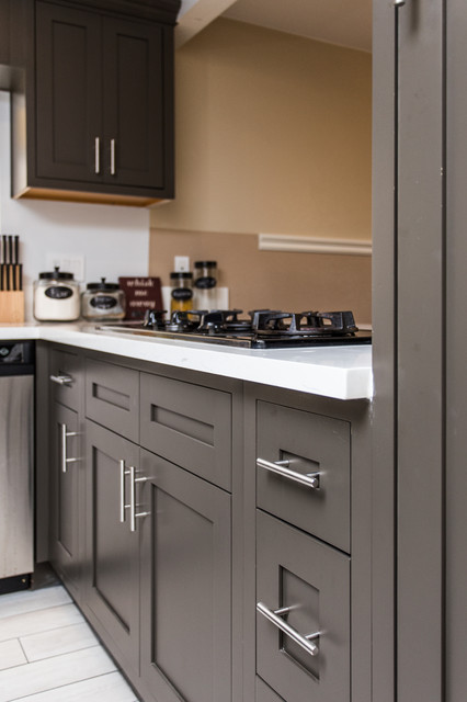 Dark Grey Shaker Style Inset Cabinets - Transitional - Kitchen - Los ...