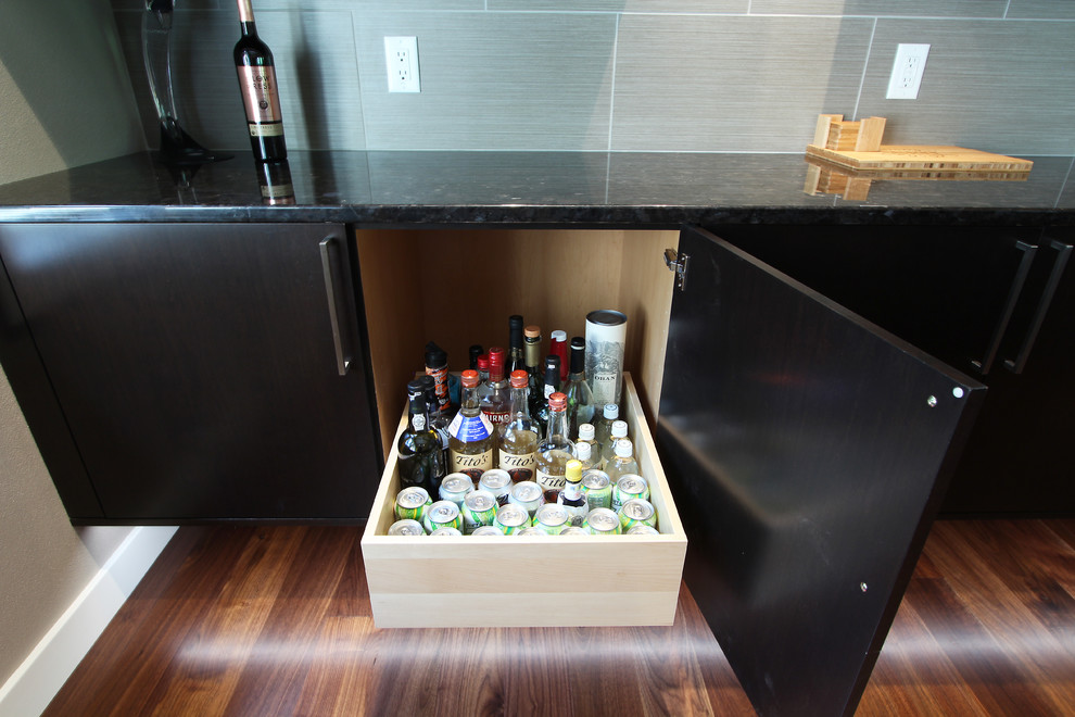 Deep Rollout Drawer Houses Alcohol at Dry Bar - Transitional - Kitchen ...