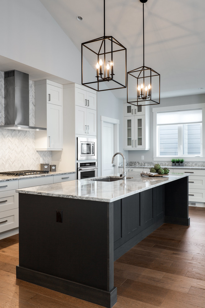 Island with Large Pendant Lights - Kitchen - Vancouver - by Karly ...