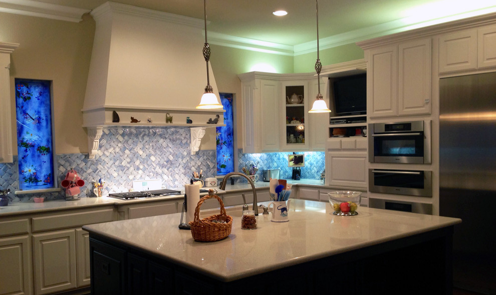 Diagonal Basketweave Tile Backsplash - Traditional - Kitchen - Dallas ...