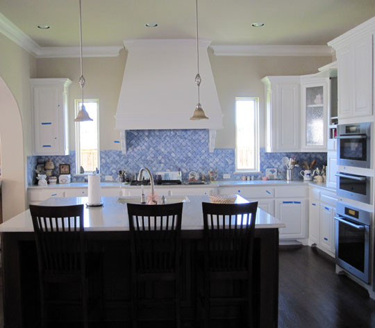 Diagonal Basketweave Tile Backsplash - Traditional - Kitchen - Dallas ...