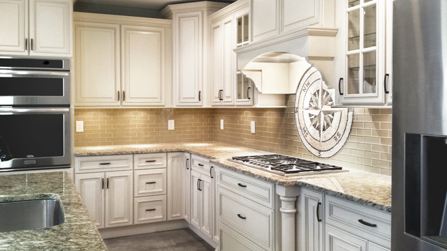 Direct Depot | All White Staggered Height Kitchen - Classique - Cuisine ...