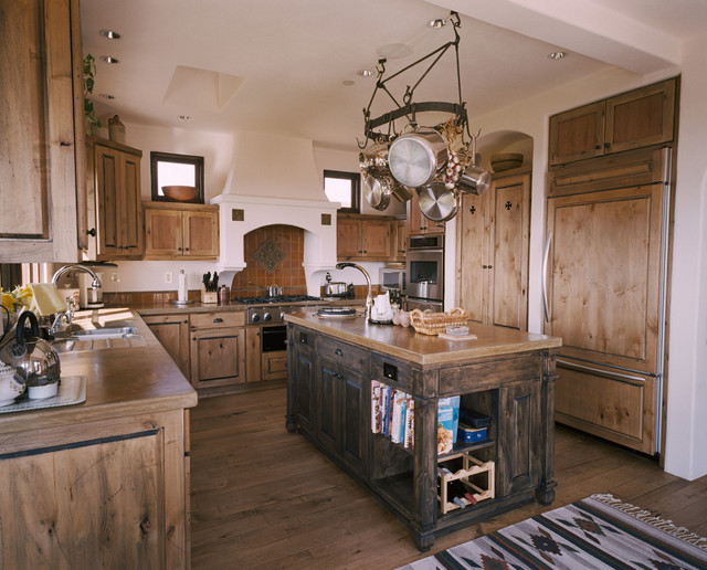 Distressed knotty alder kitchen in Aptos - Rustic - Kitchen - San ...