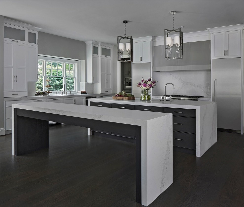 Double Island & Backsplash - Modern - Kitchen - Detroit - by Stone For ...
