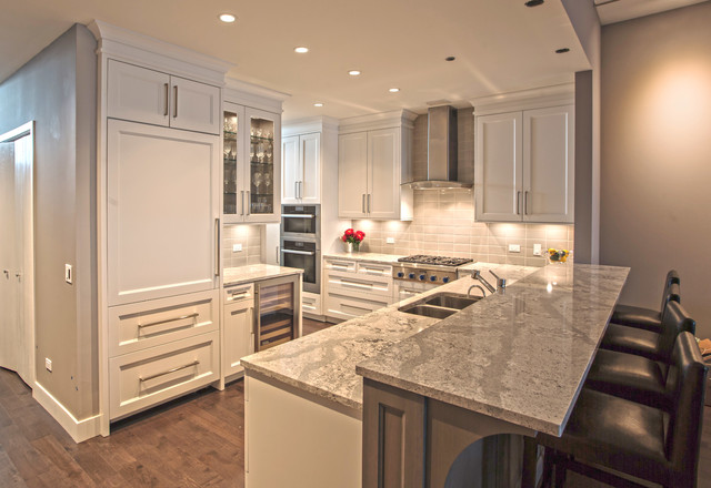 Downtown Chicago Condo White Kitchen - Transitional - Kitchen - Phoenix ...