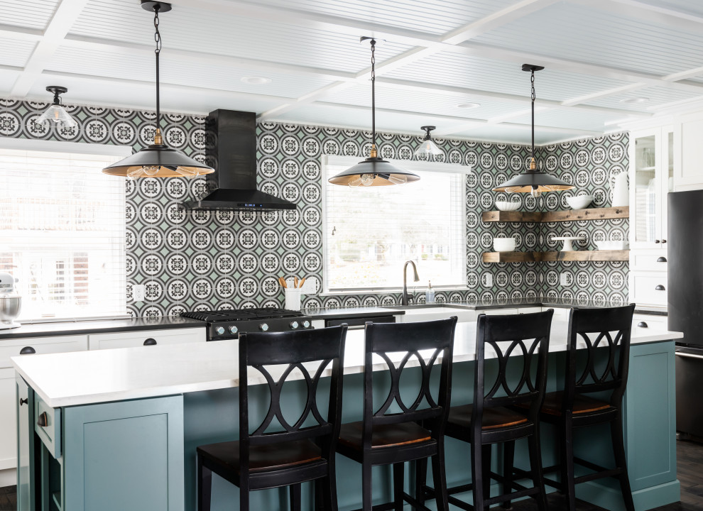 Dramatic Wall Tile and Kitchen Design - Transitional - Kitchen - St ...