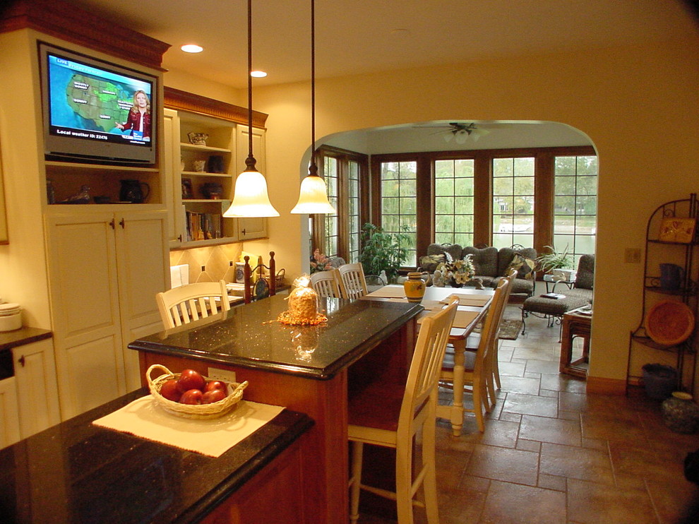 Eat-in Kitchen with Adjoining Sun Room - Mediterranean - Kitchen ...