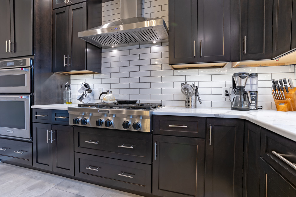 Elegant Dark Shaker Kitchen by John Cisneros - Transitional - Kitchen ...
