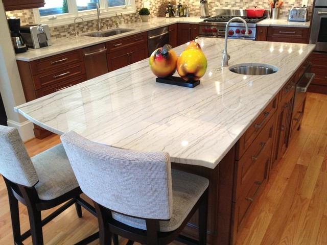 White Macauba Mined Quartzite Countertops - Traditional - Kitchen - DC ...