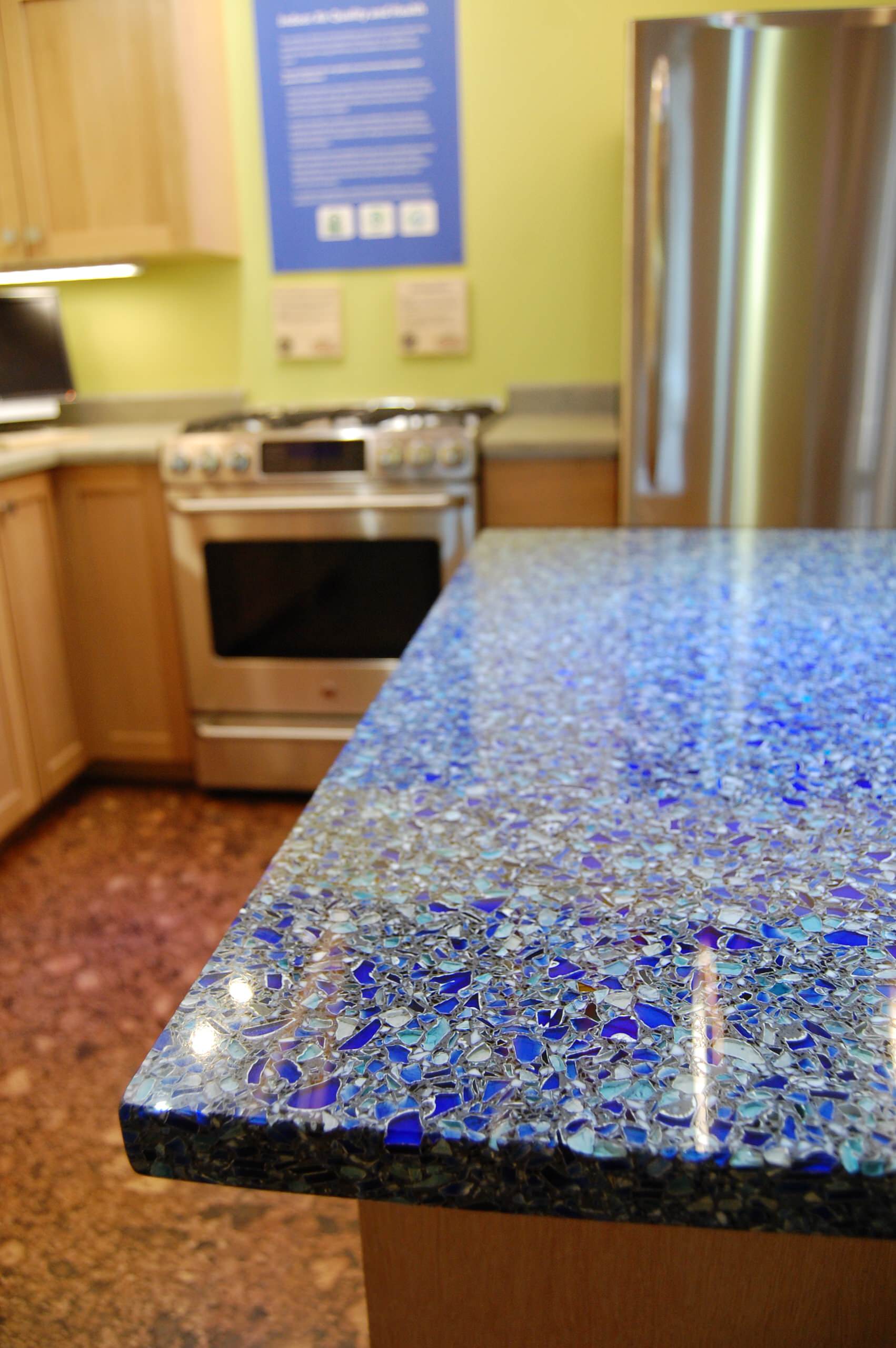 Diy Recycled Glass Countertops Curava Arctic Recycled Glass Blue
